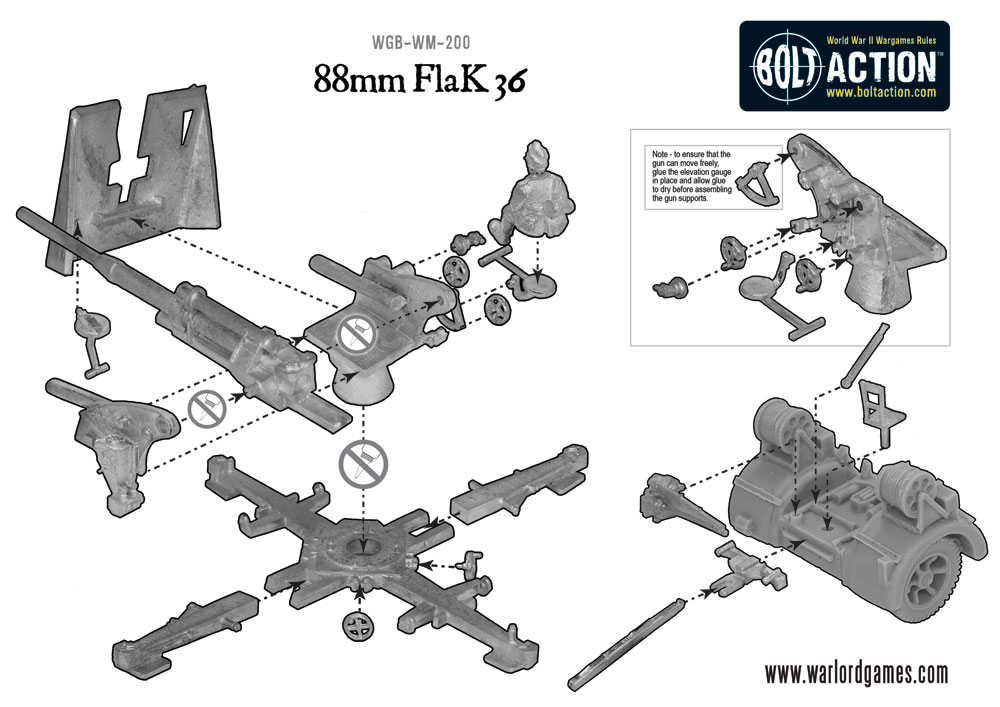 German 88mm Flak 36 - Construction Diagram - Warlord Games