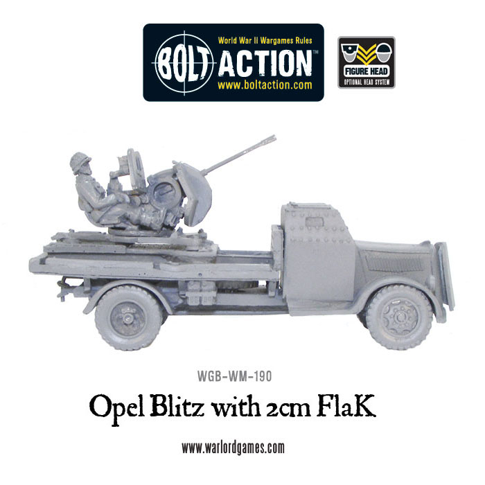 New: Opel Blitz with 2cm FlaK and Ammunition Trailer - Warlord Games